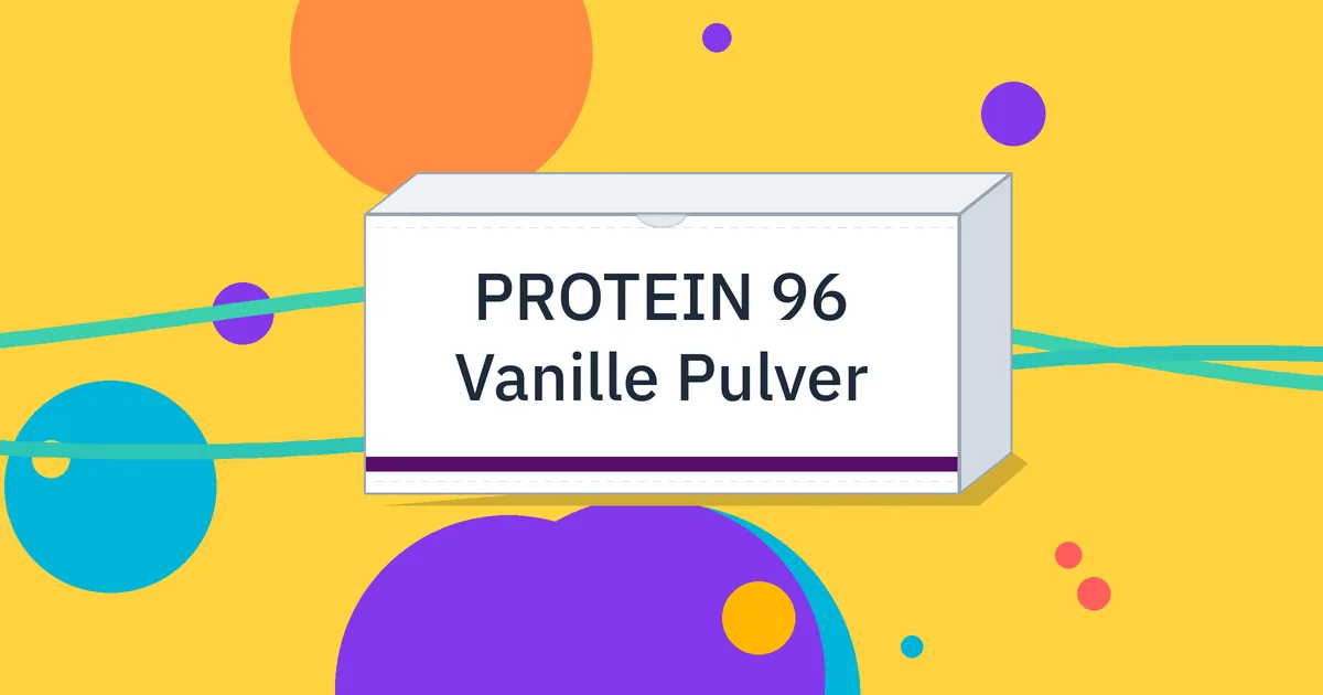 Symbolbild: Packung mit der Aufschrift PROTEIN 96 Vanille Pulver (PZN 10533878) – Verfügbarkeit und Bezug in Apotheken in Frankfurt am Main
