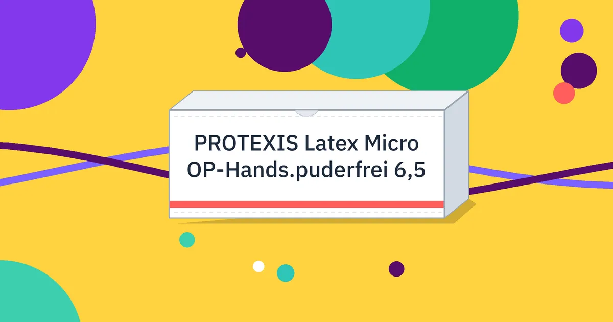 Symbolbild: Packung mit der Aufschrift PROTEXIS Latex Micro OP-Hands.puderfrei 6,5 (PZN 20692796) – Verfügbarkeit und Bezug in Apotheken in Frankfurt am Main
