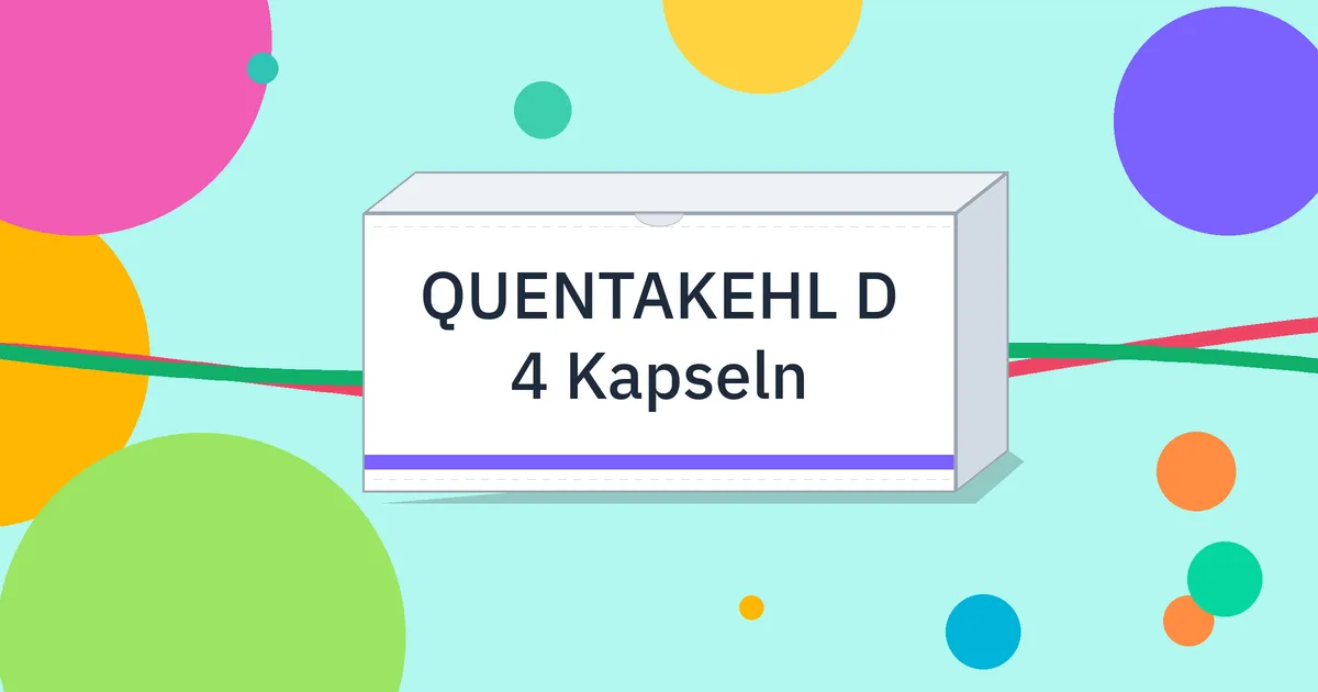 Symbolbild: Packung mit der Aufschrift QUENTAKEHL D 4 Kapseln (PZN 04457044) – Verfügbarkeit und Bezug in Apotheken in Frankfurt am Main