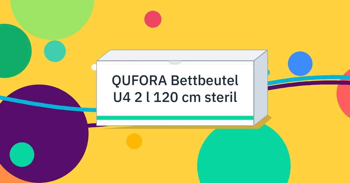 Symbolbild: Packung mit der Aufschrift QUFORA Bettbeutel U4 2 l 120 cm steril (PZN 16801021) – Verfügbarkeit und Bezug in Apotheken in Frankfurt am Main