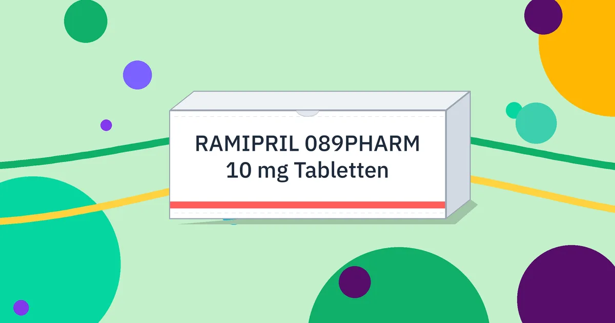 Symbolbild: Packung mit der Aufschrift RAMIPRIL 089PHARM 10 mg Tabletten (PZN 19397508) – Verfügbarkeit und Bezug in Apotheken in Frankfurt am Main