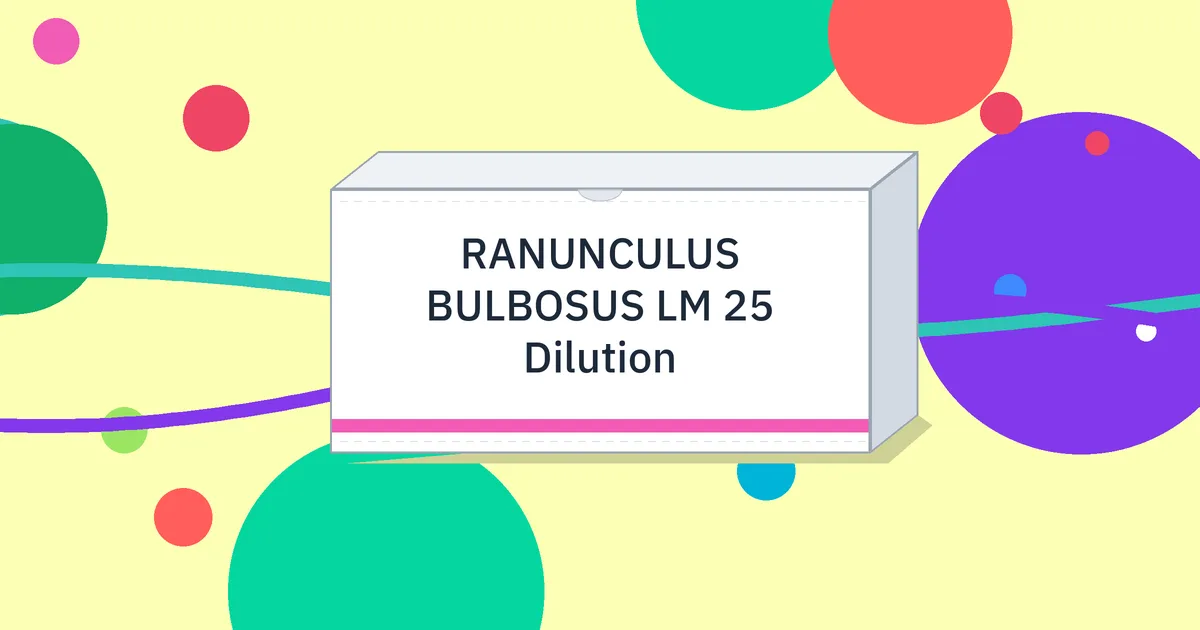 Symbolbild: Packung mit der Aufschrift RANUNCULUS BULBOSUS LM 25 Dilution (PZN 13046357) – Verfügbarkeit und Bezug in Apotheken in Frankfurt am Main