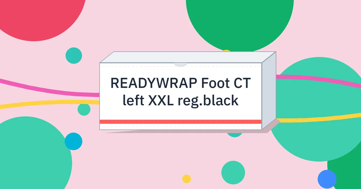 Symbolbild: Packung mit der Aufschrift READYWRAP Foot CT left XXL reg.black (PZN 18008812) – Verfügbarkeit und Bezug in Apotheken in Frankfurt am Main