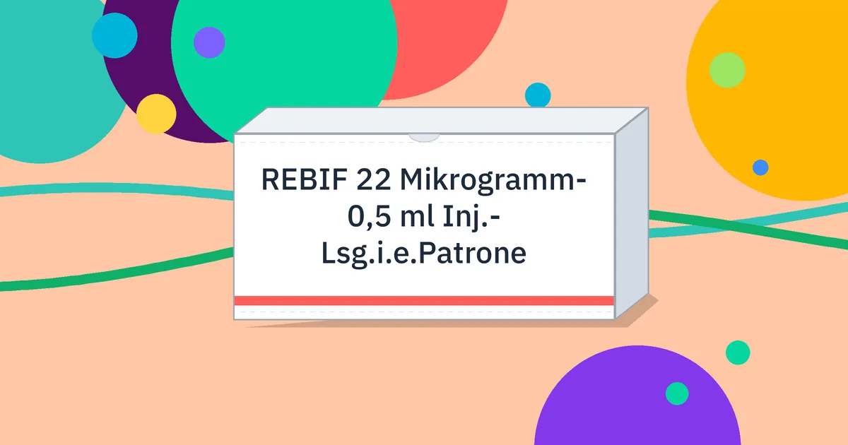 Symbolbild: Packung mit der Aufschrift REBIF 22 Mikrogramm-0,5 ml Inj.-Lsg.i.e.Patrone (PZN 19234226) – Verfügbarkeit und Bezug in Apotheken in Frankfurt am Main