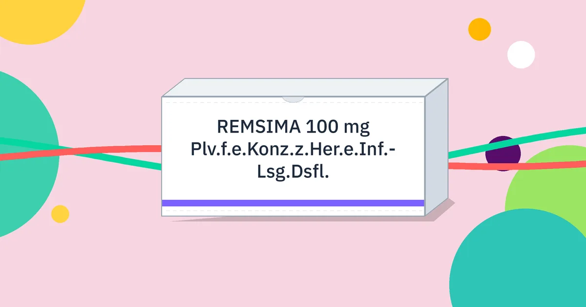 Symbolbild: Packung mit der Aufschrift REMSIMA 100 mg Plv.f.e.Konz.z.Her.e.Inf.-Lsg.Dsfl. (PZN 11224257) – Verfügbarkeit und Bezug in Apotheken in Frankfurt am Main