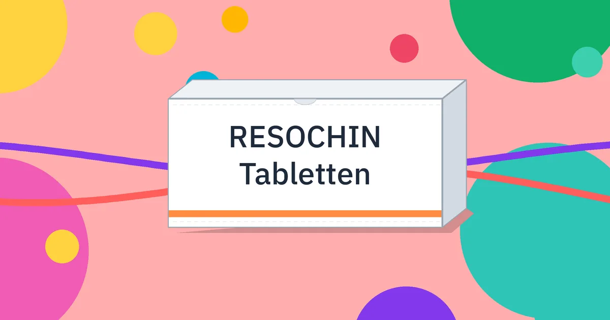 Symbolbild: Packung mit der Aufschrift RESOCHIN Tabletten (PZN 08875844) – Verfügbarkeit und Bezug in Apotheken in Frankfurt am Main