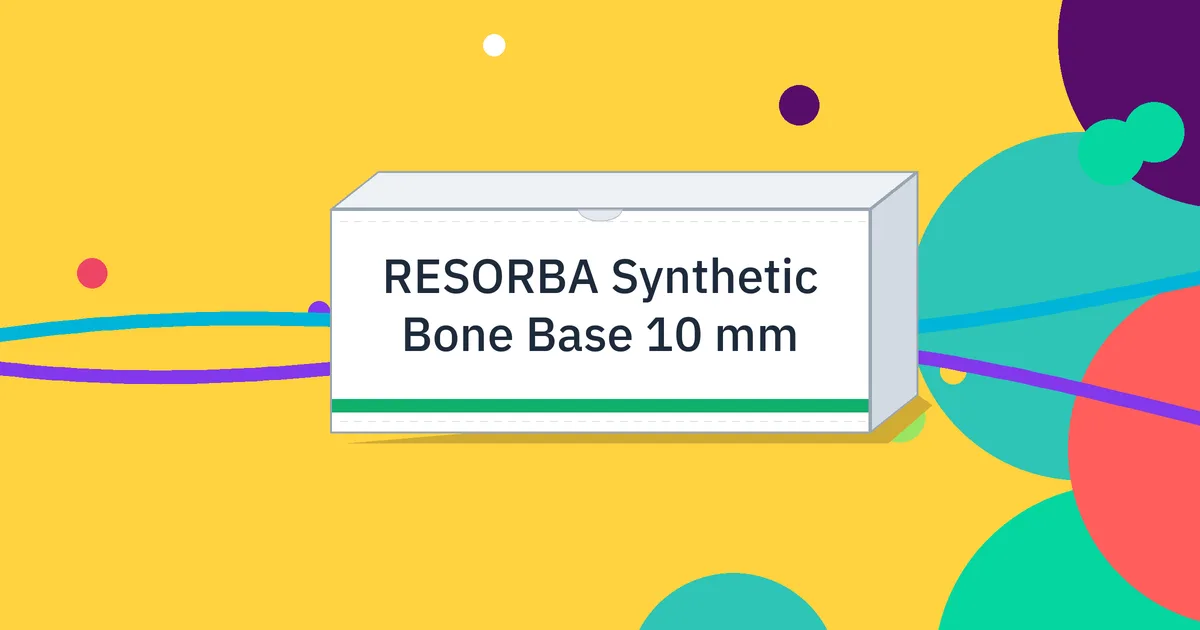 Symbolbild: Packung mit der Aufschrift RESORBA Synthetic Bone Base 10 mm (PZN 16857688) – Verfügbarkeit und Bezug in Apotheken in Frankfurt am Main