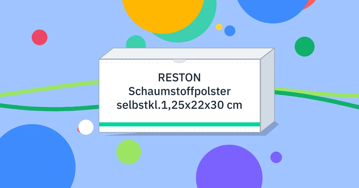Symbolbild: Packung mit der Aufschrift RESTON Schaumstoffpolster selbstkl.1,25x22x30 cm (PZN 05893296) – Verfügbarkeit und Bezug in Apotheken in Frankfurt am Main