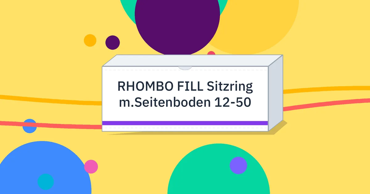 Symbolbild: Packung mit der Aufschrift RHOMBO FILL Sitzring m.Seitenboden 12-50 (PZN 03947496) – Verfügbarkeit und Bezug in Apotheken in Frankfurt am Main