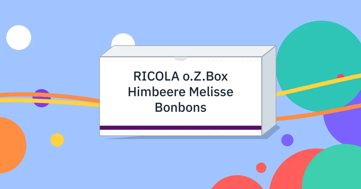 Symbolbild: Packung mit der Aufschrift RICOLA o.Z.Box Himbeere Melisse Bonbons (PZN 18772016) – Verfügbarkeit und Bezug in Apotheken in Frankfurt am Main