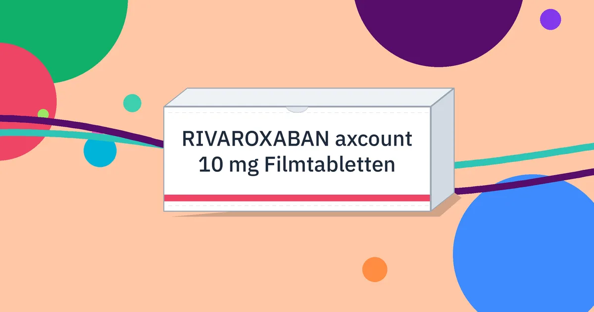 Symbolbild: Packung mit der Aufschrift RIVAROXABAN axcount 10 mg Filmtabletten (PZN 20081443) – Verfügbarkeit und Bezug in Apotheken in Frankfurt am Main