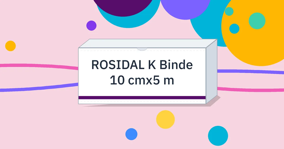Symbolbild: Packung mit der Aufschrift ROSIDAL K Binde 10 cmx5 m (PZN 18297986) – Verfügbarkeit und Bezug in Apotheken in Frankfurt am Main