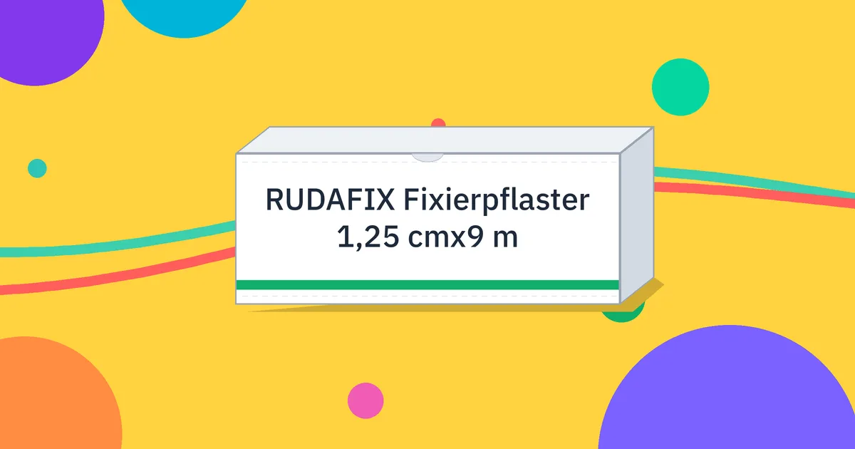 Symbolbild: Packung mit der Aufschrift RUDAFIX Fixierpflaster 1,25 cmx9 m (PZN 15892375) – Verfügbarkeit und Bezug in Apotheken in Frankfurt am Main