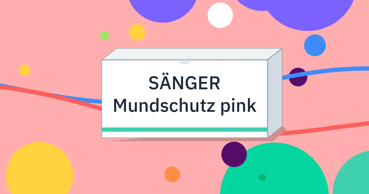 Symbolbild: Packung mit der Aufschrift SÄNGER Mundschutz pink (PZN 05497117) – Verfügbarkeit und Bezug in Apotheken in Frankfurt am Main
