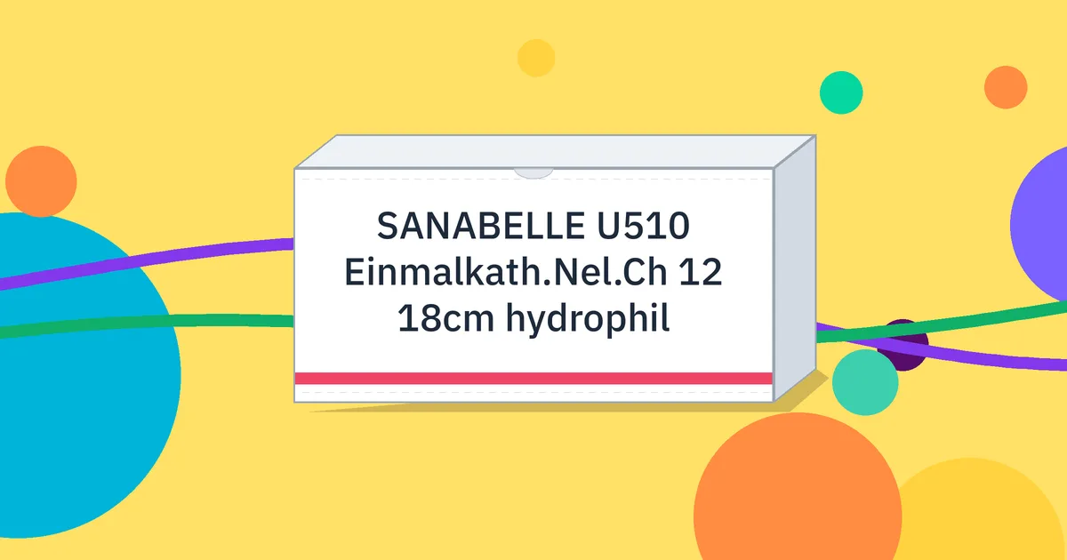 Symbolbild: Packung mit der Aufschrift SANABELLE U510 Einmalkath.Nel.Ch 12 18cm hydrophil (PZN 15269587) – Verfügbarkeit und Bezug in Apotheken in Frankfurt am Main