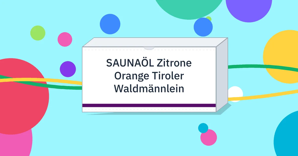 Symbolbild: Packung mit der Aufschrift SAUNAÖL Zitrone Orange Tiroler Waldmännlein (PZN 05558907) – Verfügbarkeit und Bezug in Apotheken in Frankfurt am Main