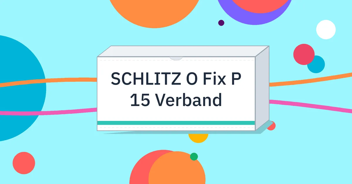 Symbolbild: Packung mit der Aufschrift SCHLITZ O Fix P 15 Verband (PZN 07653231) – Verfügbarkeit und Bezug in Apotheken in Frankfurt am Main