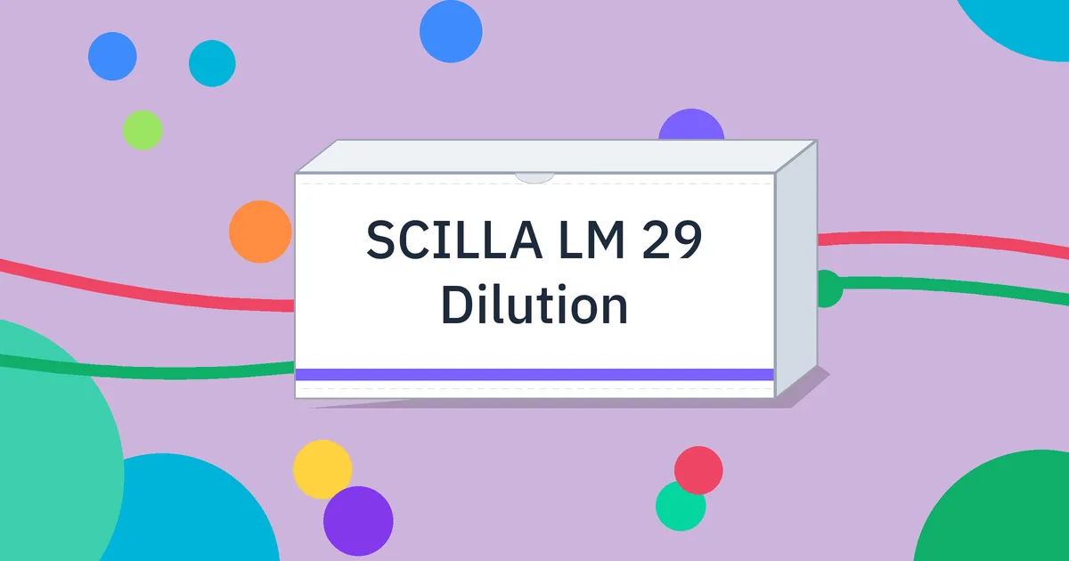 Symbolbild: Packung mit der Aufschrift SCILLA LM 29 Dilution (PZN 13184183) – Verfügbarkeit und Bezug in Apotheken in Frankfurt am Main