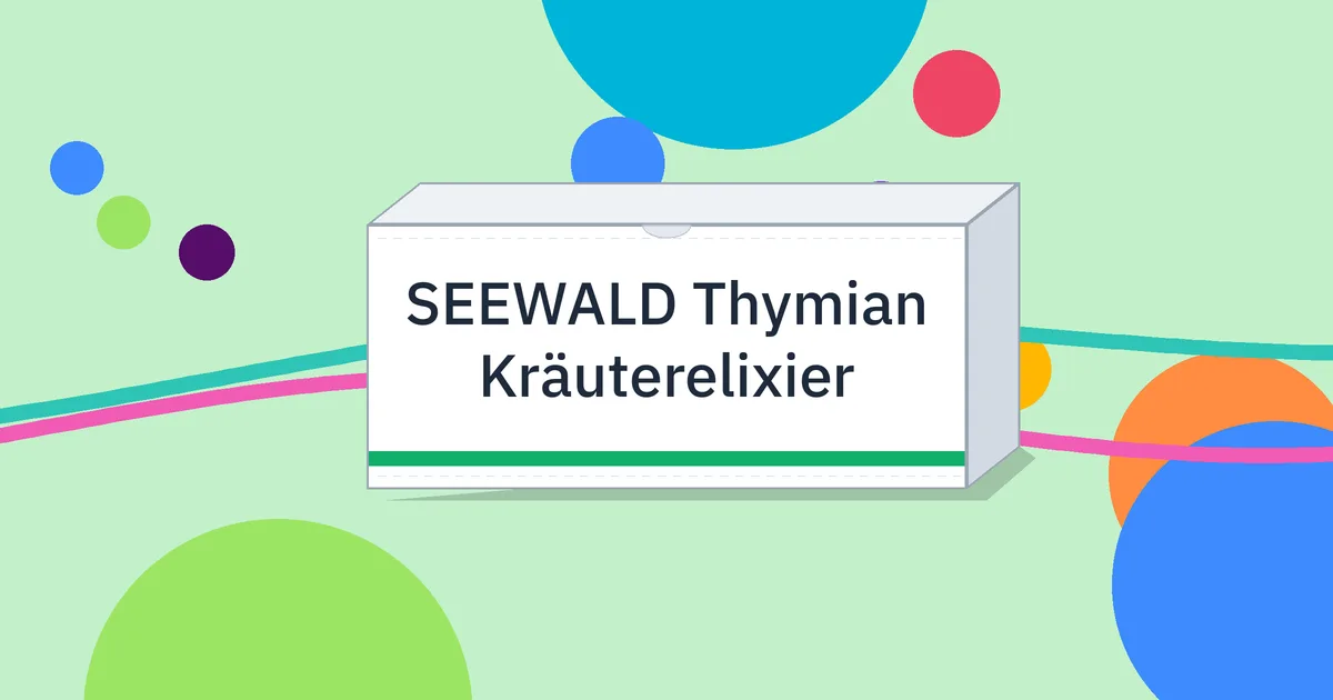 Symbolbild: Packung mit der Aufschrift SEEWALD Thymian Kräuterelixier (PZN 19546440) – Verfügbarkeit und Bezug in Apotheken in Frankfurt am Main