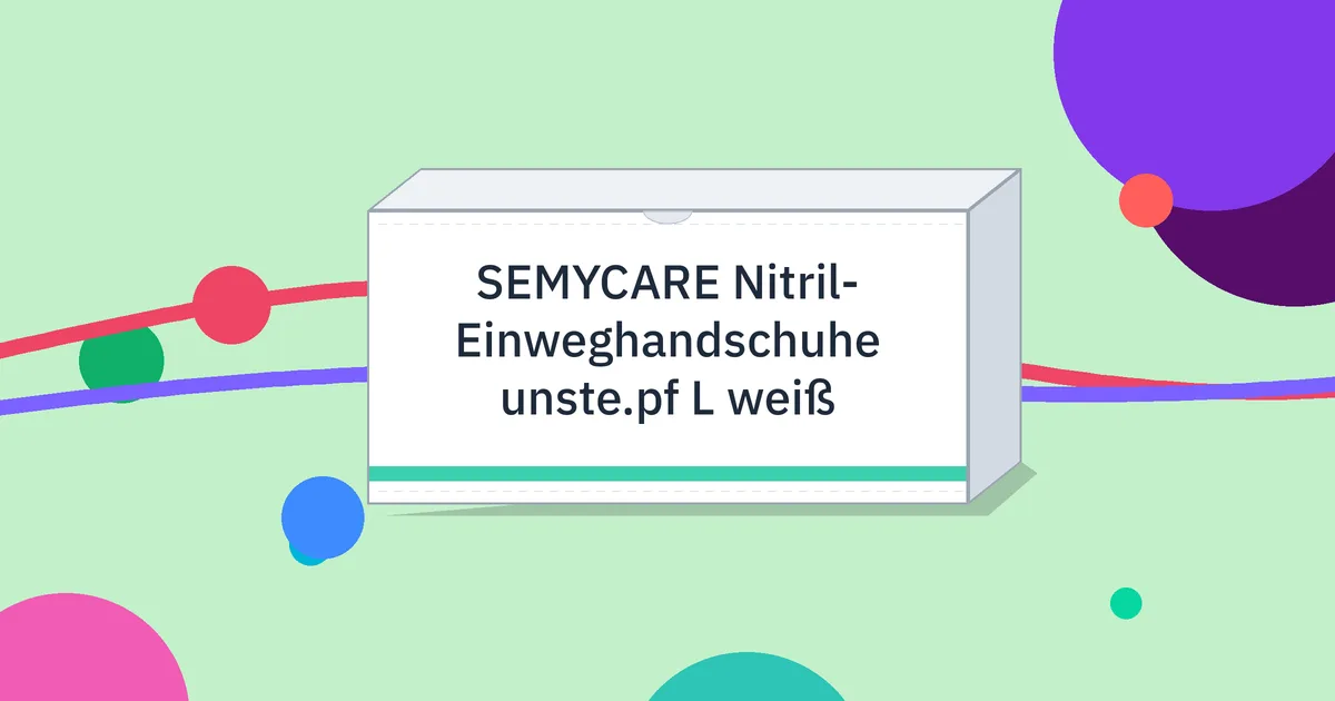 Symbolbild: Packung mit der Aufschrift SEMYCARE Nitril-Einweghandschuhe unste.pf L weiß (PZN 17621901) – Verfügbarkeit und Bezug in Apotheken in Frankfurt am Main