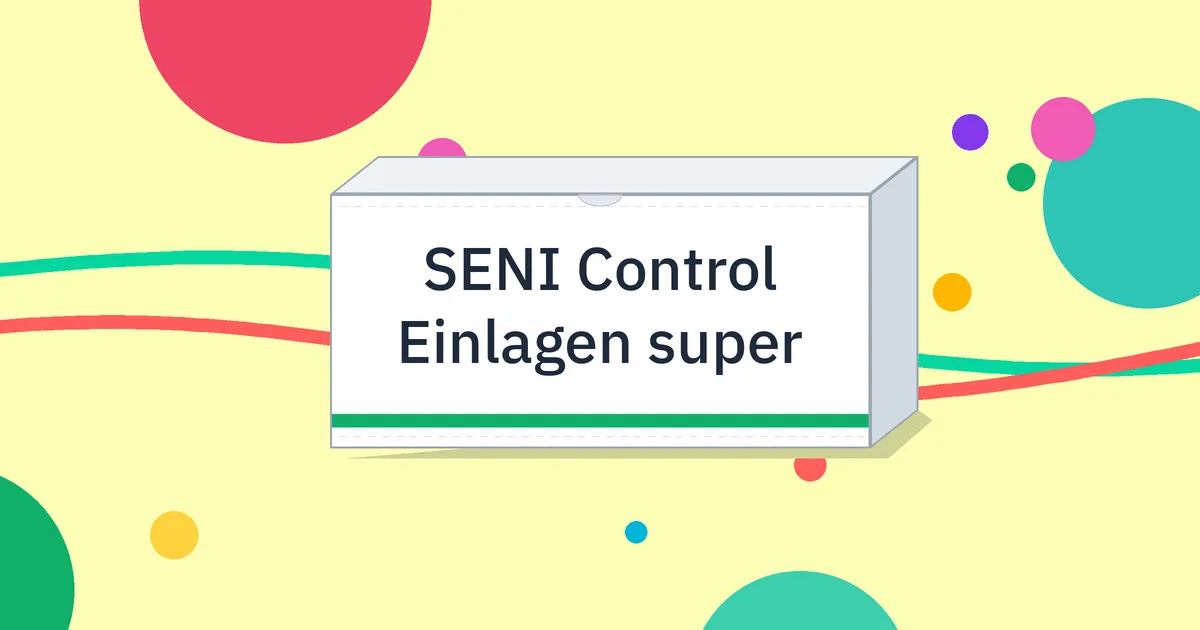 Symbolbild: Packung mit der Aufschrift SENI Control Einlagen super (PZN 12663929) – Verfügbarkeit und Bezug in Apotheken in Frankfurt am Main