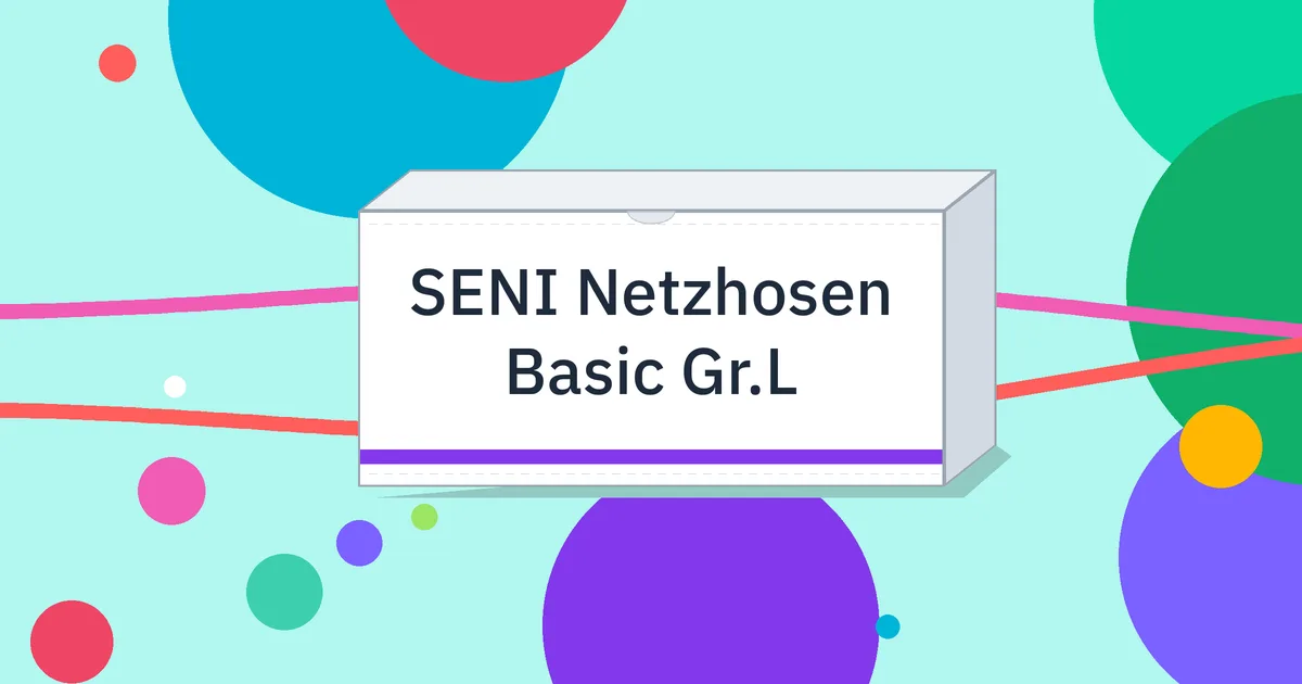 Symbolbild: Packung mit der Aufschrift SENI Netzhosen Basic Gr.L (PZN 12665176) – Verfügbarkeit und Bezug in Apotheken in Frankfurt am Main
