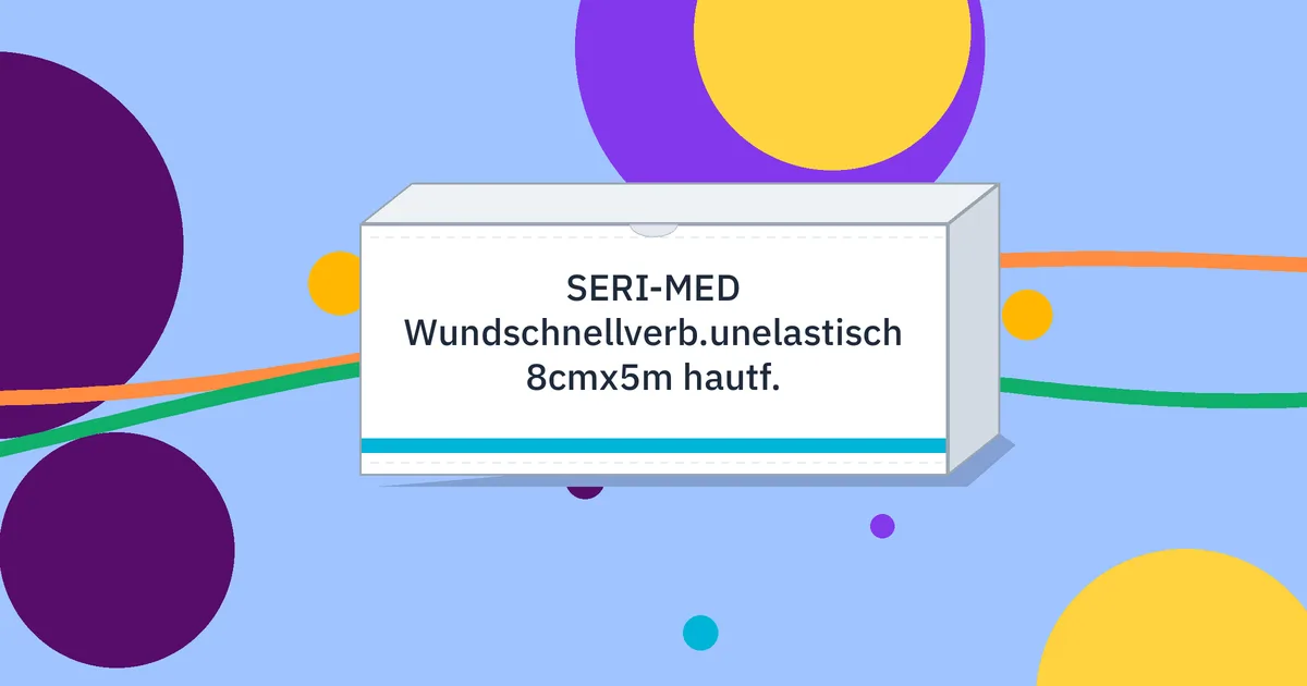 Symbolbild: Packung mit der Aufschrift SERI-MED Wundschnellverb.unelastisch 8cmx5m hautf. (PZN 20845722) – Verfügbarkeit und Bezug in Apotheken in Frankfurt am Main