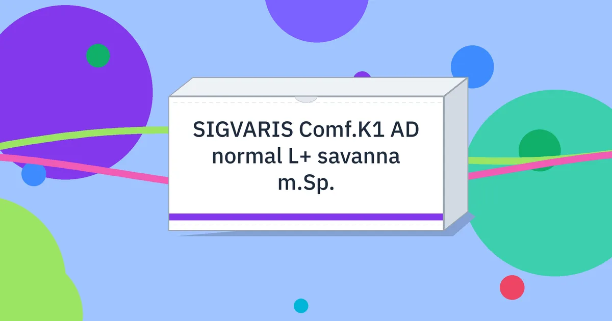 Symbolbild: Packung mit der Aufschrift SIGVARIS Comf.K1 AD normal L+ savanna m.Sp. (PZN 17094407) – Verfügbarkeit und Bezug in Apotheken in Frankfurt am Main