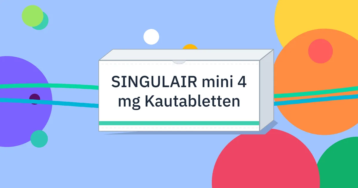 Symbolbild: Packung mit der Aufschrift SINGULAIR mini 4 mg Kautabletten (PZN 02471181) – Verfügbarkeit und Bezug in Apotheken in Frankfurt am Main