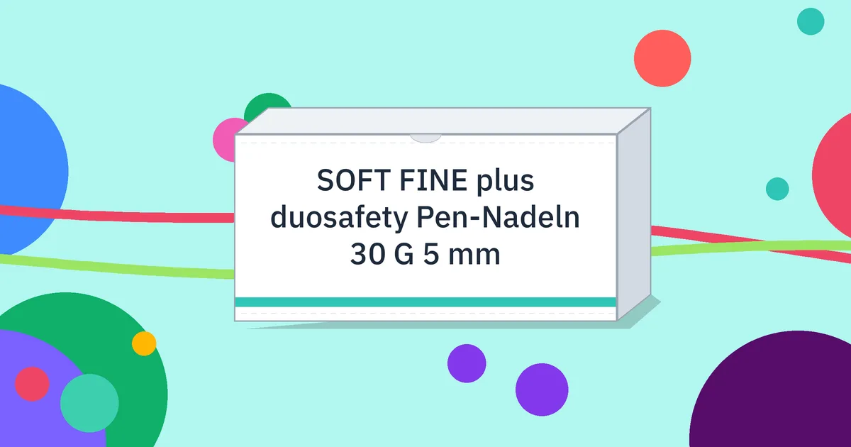 Symbolbild: Packung mit der Aufschrift SOFT FINE plus duosafety Pen-Nadeln 30 G 5 mm (PZN 20130928) – Verfügbarkeit und Bezug in Apotheken in Frankfurt am Main