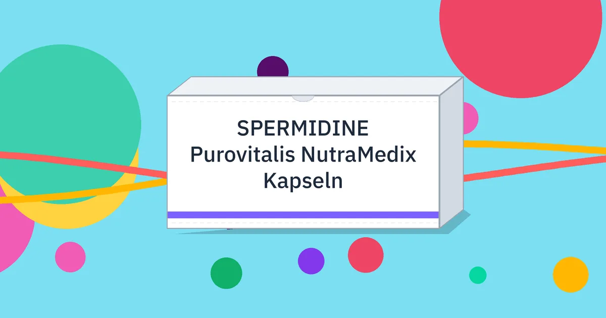 Symbolbild: Packung mit der Aufschrift SPERMIDINE Purovitalis NutraMedix Kapseln (PZN 20878354) – Verfügbarkeit und Bezug in Apotheken in Frankfurt am Main