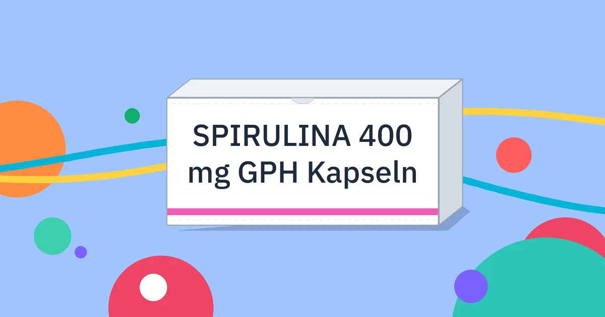 Symbolbild: Packung mit der Aufschrift SPIRULINA 400 mg GPH Kapseln (PZN 20856884) – Verfügbarkeit und Bezug in Apotheken in Frankfurt am Main