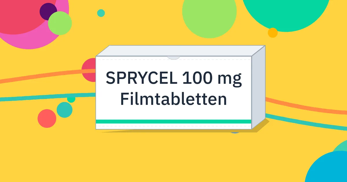 Symbolbild: Packung mit der Aufschrift SPRYCEL 100 mg Filmtabletten (PZN 15869761) – Verfügbarkeit und Bezug in Apotheken in Frankfurt am Main