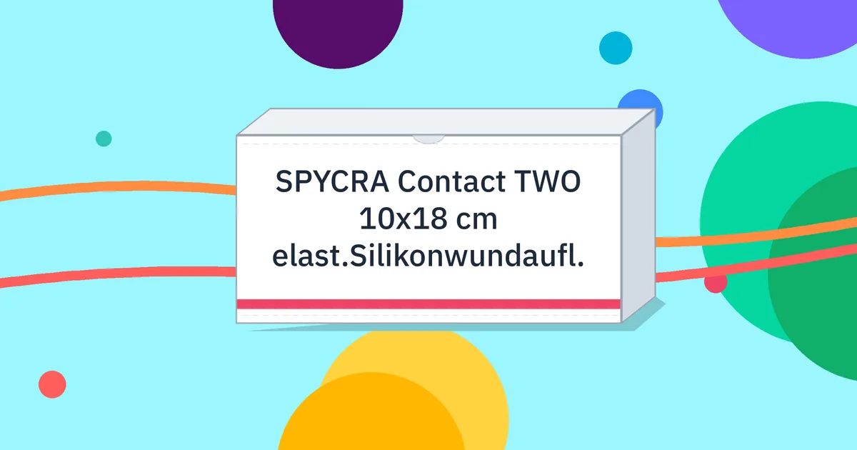 Symbolbild: Packung mit der Aufschrift SPYCRA Contact TWO 10x18 cm elast.Silikonwundaufl. (PZN 18038167) – Verfügbarkeit und Bezug in Apotheken in Frankfurt am Main