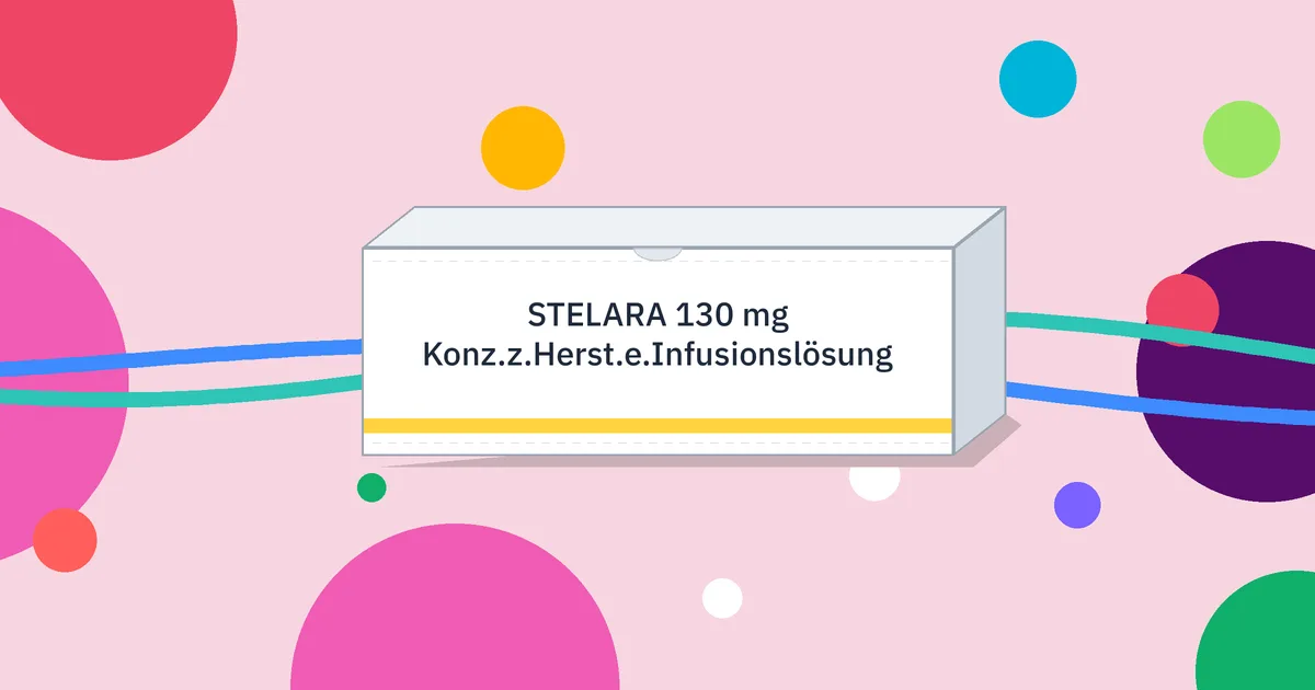 Symbolbild: Packung mit der Aufschrift STELARA 130 mg Konz.z.Herst.e.Infusionslösung (PZN 16856625) – Verfügbarkeit und Bezug in Apotheken in Frankfurt am Main
