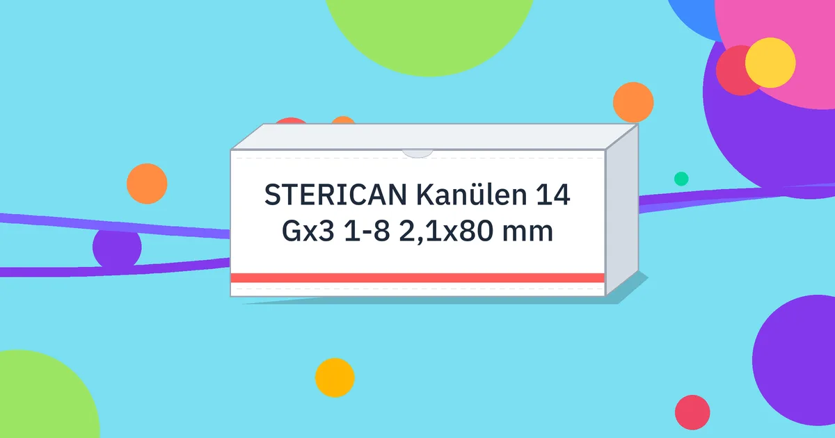 Symbolbild: Packung mit der Aufschrift STERICAN Kanülen 14 Gx3 1-8 2,1x80 mm (PZN 16016658) – Verfügbarkeit und Bezug in Apotheken in Frankfurt am Main