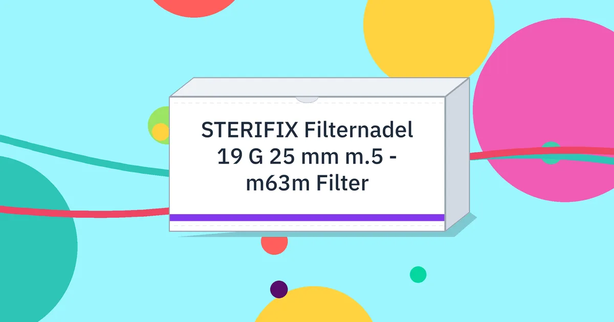 Symbolbild: Packung mit der Aufschrift STERIFIX Filternadel 19 G 25 mm m.5 -m63m Filter (PZN 19670217) – Verfügbarkeit und Bezug in Apotheken in Frankfurt am Main