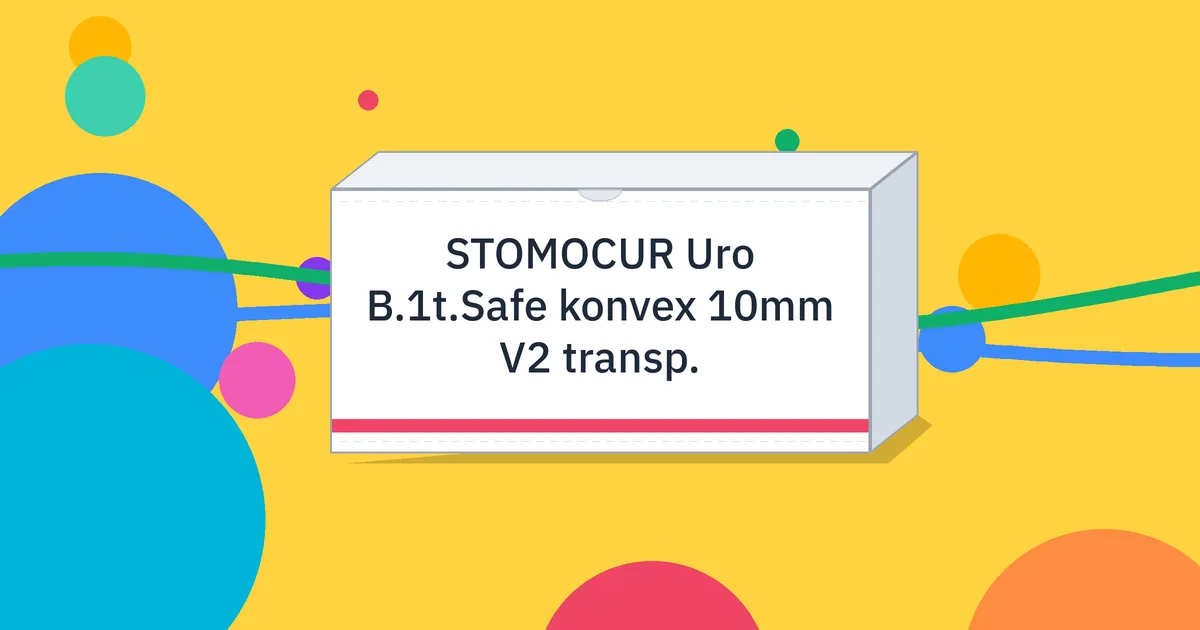 Symbolbild: Packung mit der Aufschrift STOMOCUR Uro B.1t.Safe konvex 10mm V2 transp. (PZN 16622376) – Verfügbarkeit und Bezug in Apotheken in Frankfurt am Main