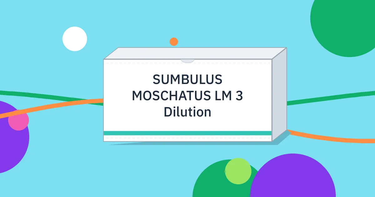 Symbolbild: Packung mit der Aufschrift SUMBULUS MOSCHATUS LM 3 Dilution (PZN 13210673) – Verfügbarkeit und Bezug in Apotheken in Frankfurt am Main