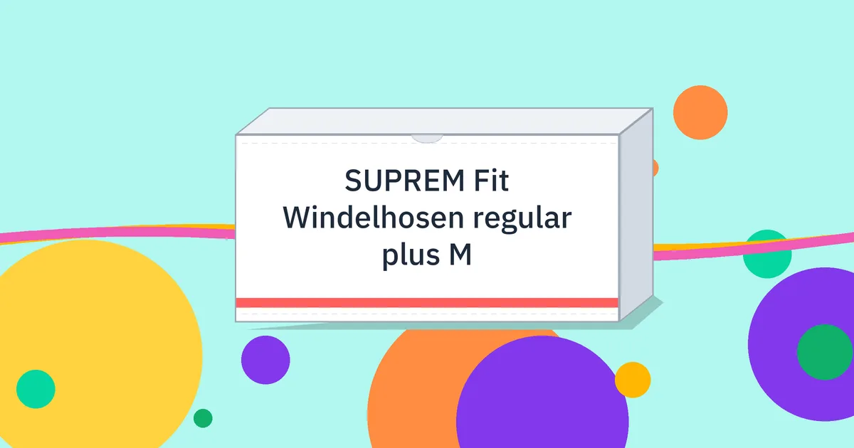 Symbolbild: Packung mit der Aufschrift SUPREM Fit Windelhosen regular plus M (PZN 08835230) – Verfügbarkeit und Bezug in Apotheken in Frankfurt am Main