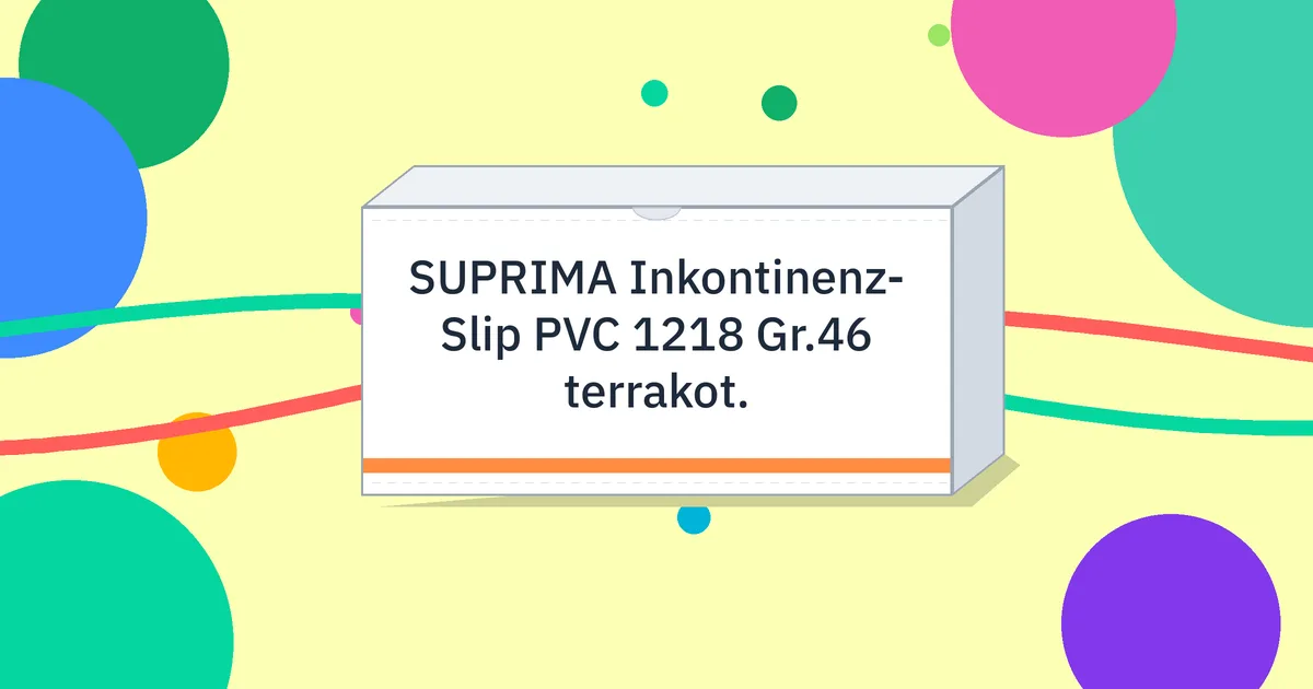 Symbolbild: Packung mit der Aufschrift SUPRIMA Inkontinenz-Slip PVC 1218 Gr.46 terrakot. (PZN 02589480) – Verfügbarkeit und Bezug in Apotheken in Frankfurt am Main