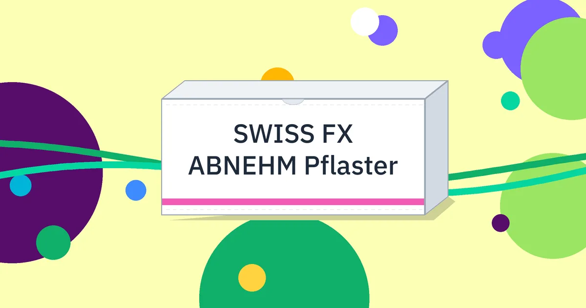 Symbolbild: Packung mit der Aufschrift SWISS FX ABNEHM Pflaster (PZN 20195425) – Verfügbarkeit und Bezug in Apotheken in Frankfurt am Main