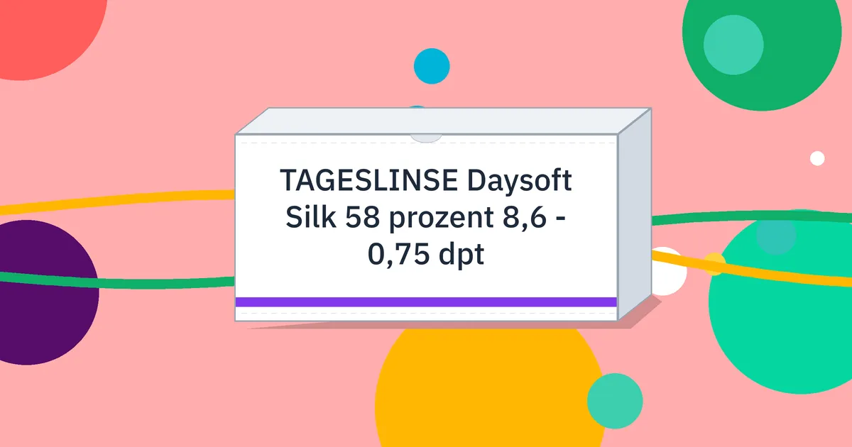 Symbolbild: Packung mit der Aufschrift TAGESLINSE Daysoft Silk 58 prozent 8,6 -0,75 dpt (PZN 00327296) – Verfügbarkeit und Bezug in Apotheken in Frankfurt am Main