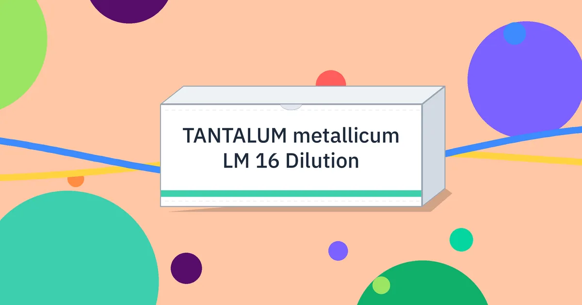 Symbolbild: Packung mit der Aufschrift TANTALUM metallicum LM 16 Dilution (PZN 13213542) – Verfügbarkeit und Bezug in Apotheken in Frankfurt am Main