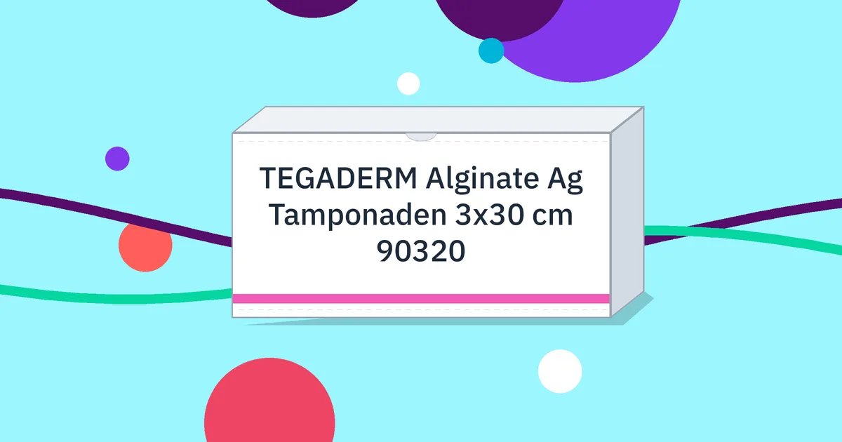 Symbolbild: Packung mit der Aufschrift TEGADERM Alginate Ag Tamponaden 3x30 cm 90320 (PZN 11846289) – Verfügbarkeit und Bezug in Apotheken in Frankfurt am Main