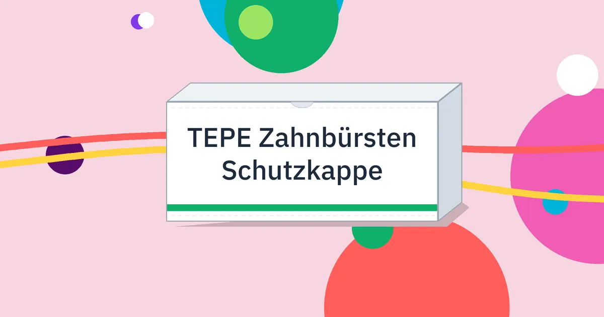 Symbolbild: Packung mit der Aufschrift TEPE Zahnbürsten Schutzkappe (PZN 02397183) – Verfügbarkeit und Bezug in Apotheken in Frankfurt am Main