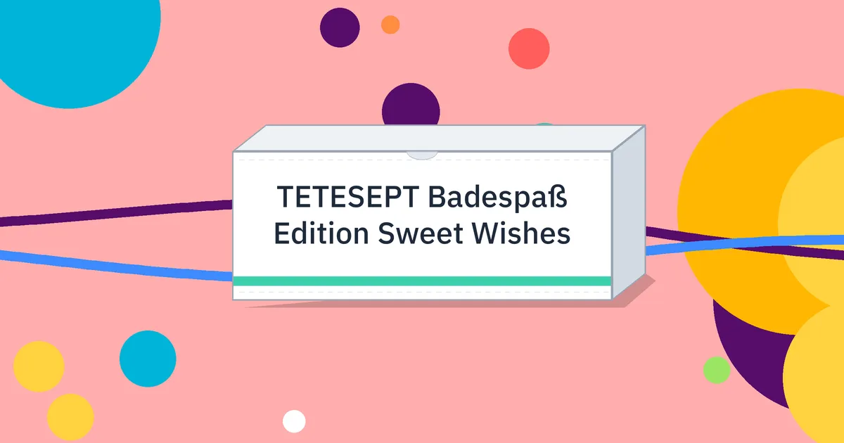 Symbolbild: Packung mit der Aufschrift TETESEPT Badespaß Edition Sweet Wishes (PZN 18052782) – Verfügbarkeit und Bezug in Apotheken in Frankfurt am Main