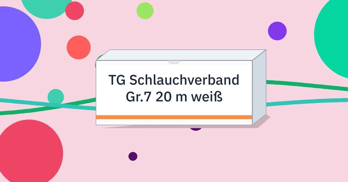 Symbolbild: Packung mit der Aufschrift TG Schlauchverband Gr.7 20 m weiß (PZN 19704212) – Verfügbarkeit und Bezug in Apotheken in Frankfurt am Main