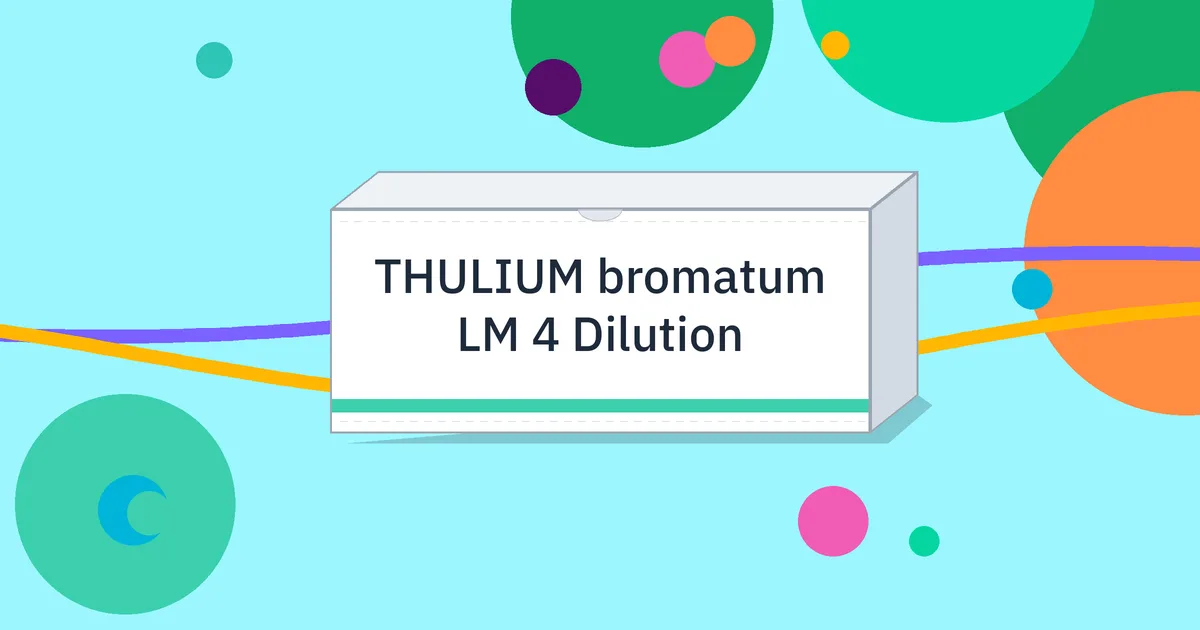 Symbolbild: Packung mit der Aufschrift THULIUM bromatum LM 4 Dilution (PZN 13690650) – Verfügbarkeit und Bezug in Apotheken in Frankfurt am Main