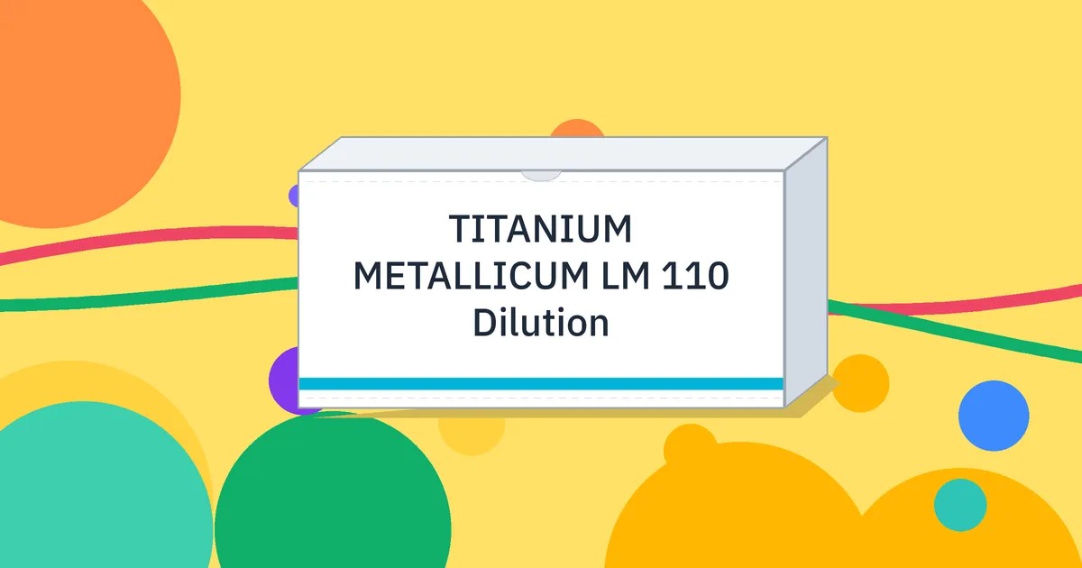 Symbolbild: Packung mit der Aufschrift TITANIUM METALLICUM LM 110 Dilution (PZN 13224652) – Verfügbarkeit und Bezug in Apotheken in Frankfurt am Main